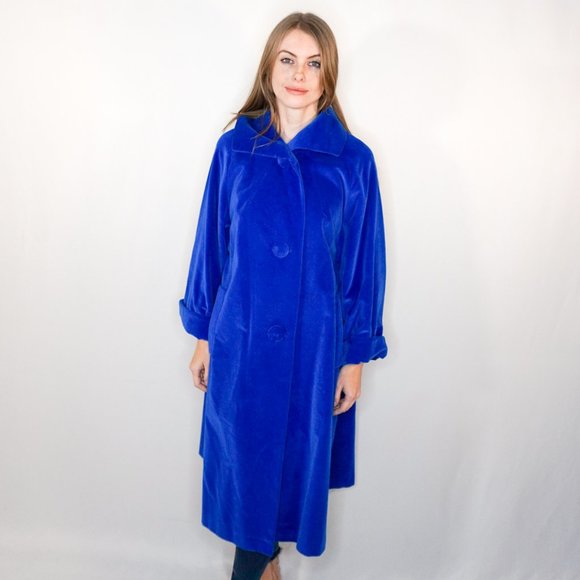 Vintage | Jackets & Coats | Vintage 6s Cerulean Royal Blue Velvet ...